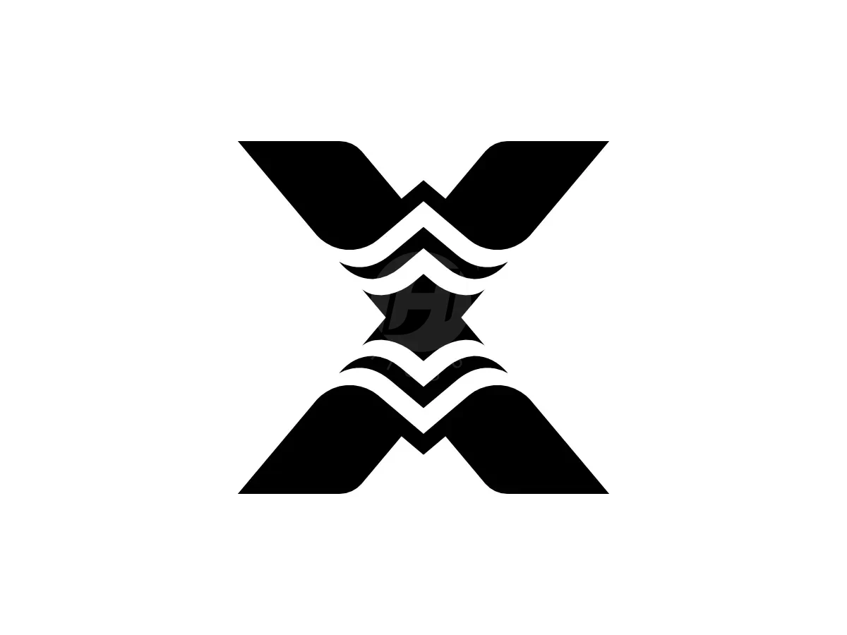 Letter X Star Sparkle Wavy Monogram Logo - HighLogo
