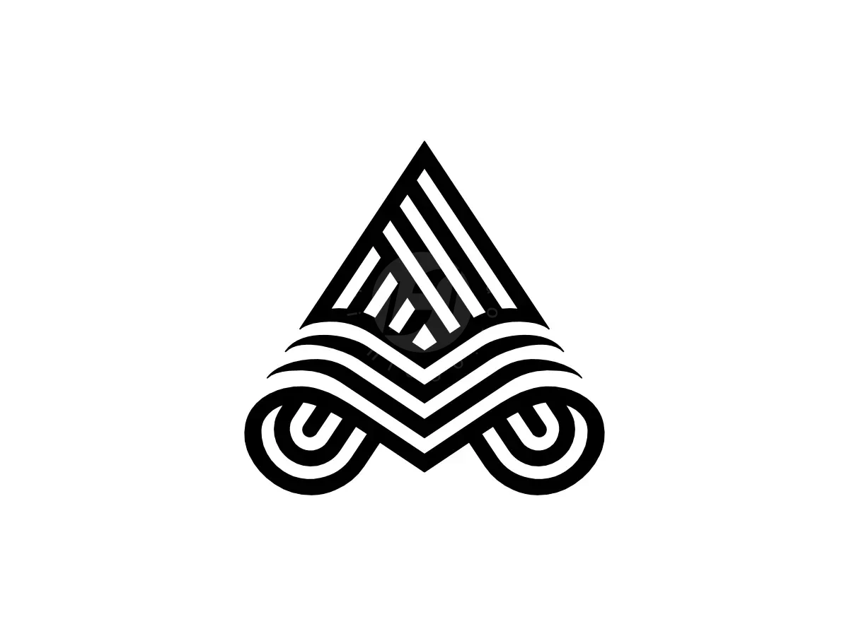 Letter A Wavy Geometric Line Monogram Logo - HighLogo