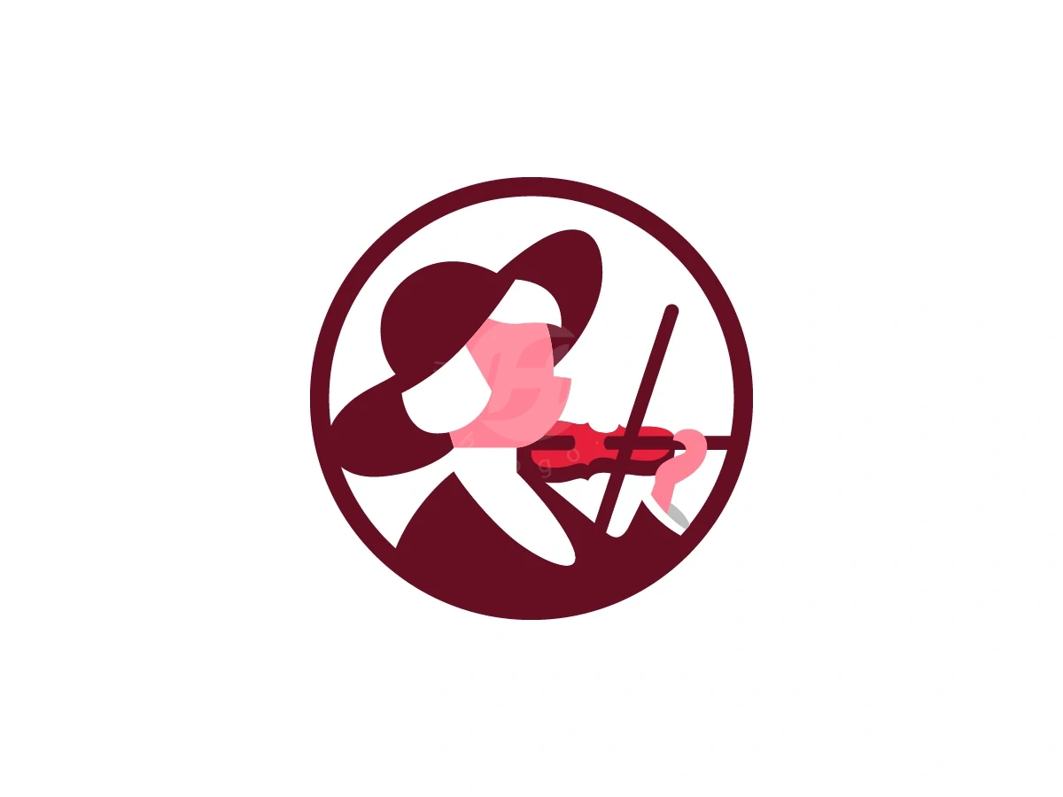 Floppy Hat Violinist Emblem Logo - HighLogo